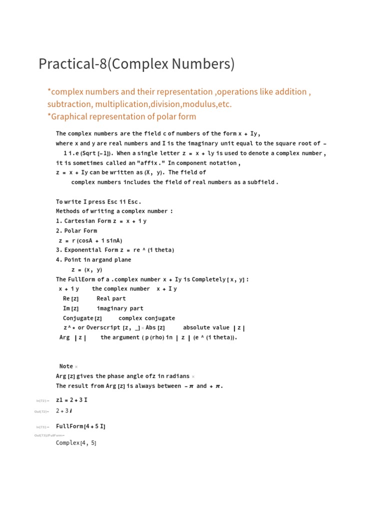 Representation of Compex Number | PDF | Complex Number | Sine