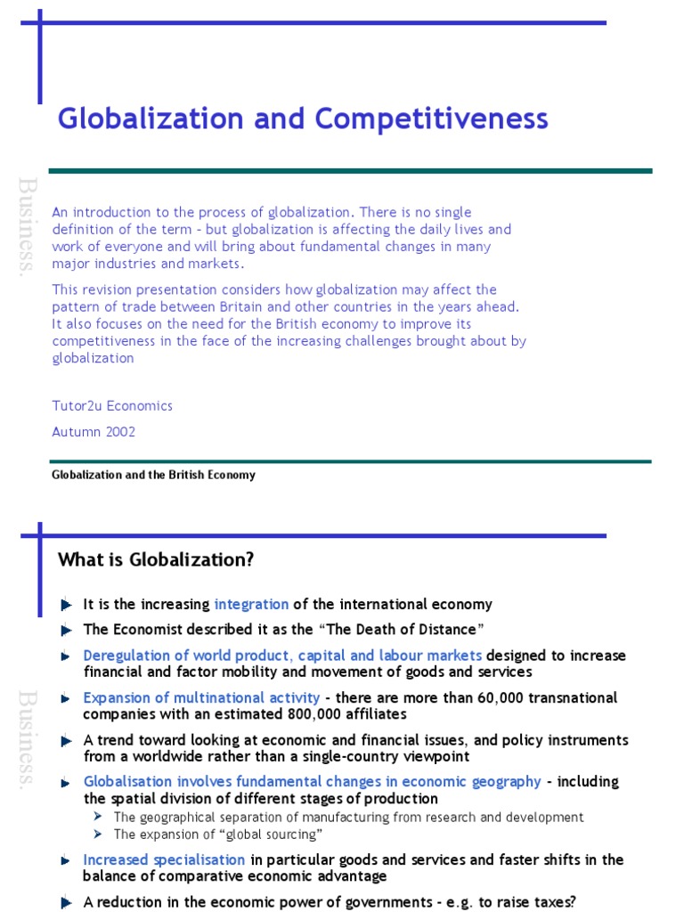 Globalization For Economics | PDF | Globalization | United Kingdom