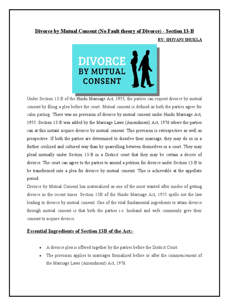 Mutual Consent Divorce Under Section 13B | PDF | Divorce | Marriage