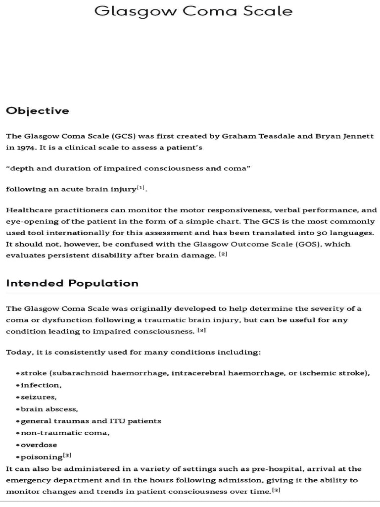 Glasgow Coma Scale | PDF | Coma | Medicine