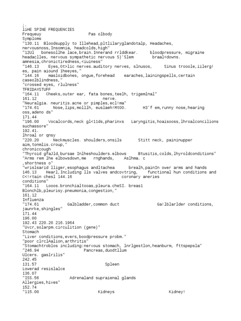 The Spine Frequencies Chart | PDF | Clinical Medicine | Human Anatomy