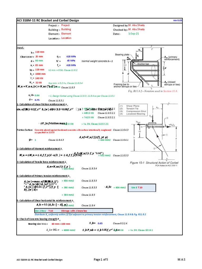 ACI 318M-11 RC Bracket and Corbel Design - v0.03 - 2017-04-10 | PDF ...