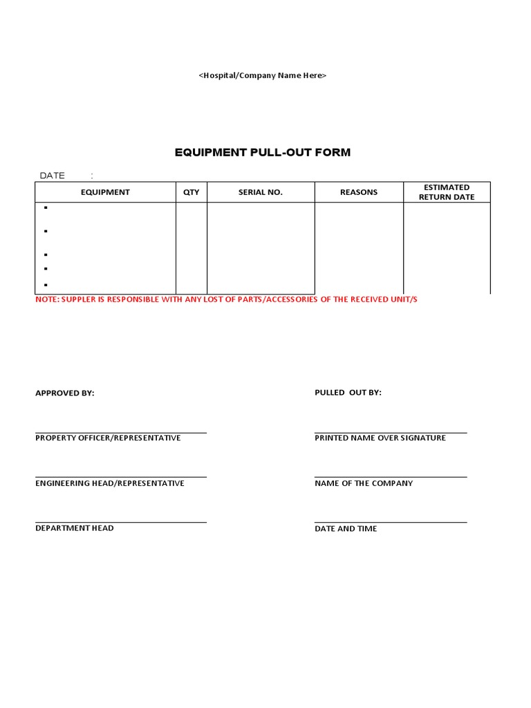 Pull Out Form | PDF