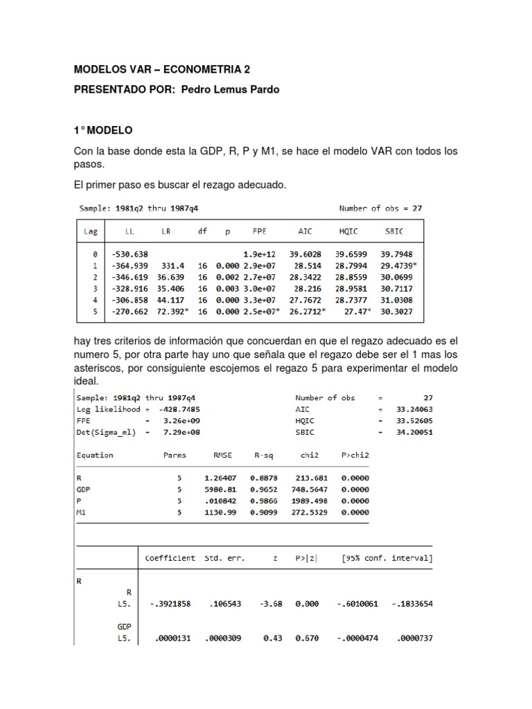 Modelos VAR en Econometría: Análisis Causal | PDF | Inflación | Science
