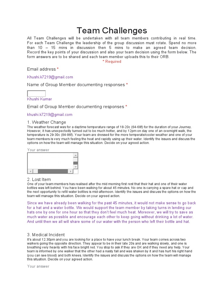 Team Challenges: Email Address | PDF