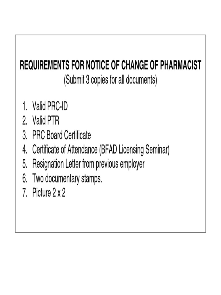 Requirements For Notice of Change - Pharmacist | PDF