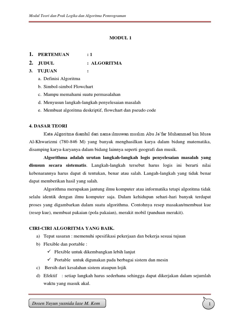 Bab 1 - Modul Algoritma Dan Pemrograman | PDF