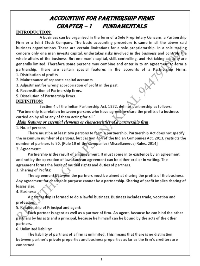 Chapter 1 Fundamentals | PDF | Partnership | Law