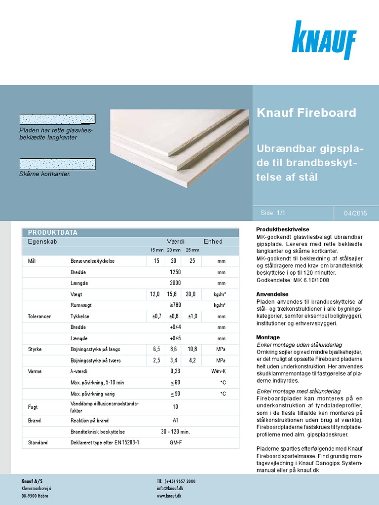 Fireboard - Produktdatablad - DK | PDF