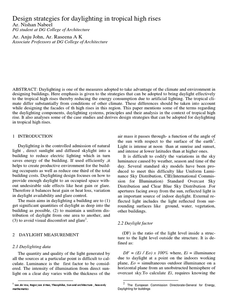 Daylighting Strategies for Tropical High Rises | PDF | Window ...