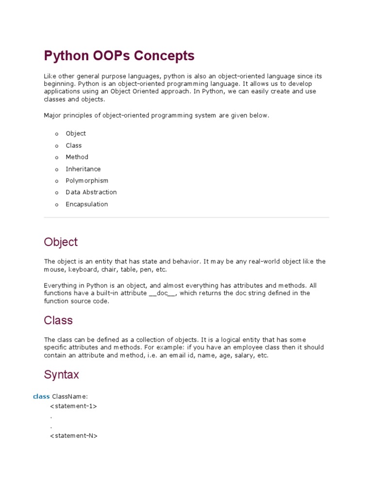 Python Object Oriented Programming Old Pdf Object Oriented