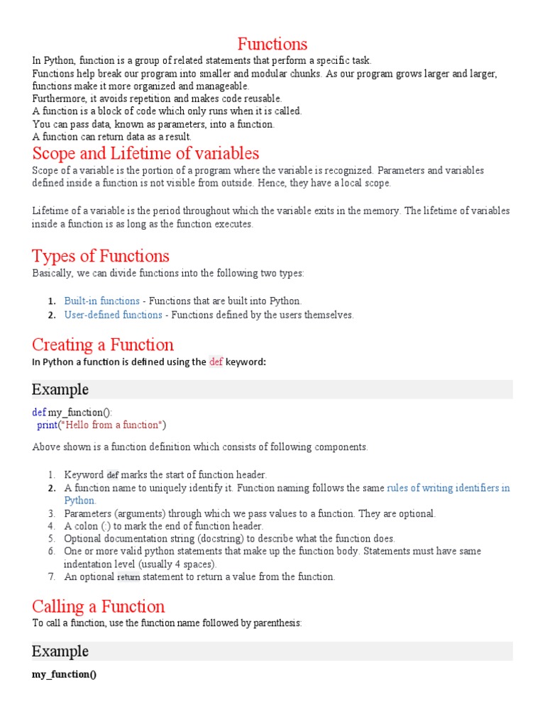 Python Day 4 Function | Download Free PDF | Parameter (Computer Programming) | Subroutine
