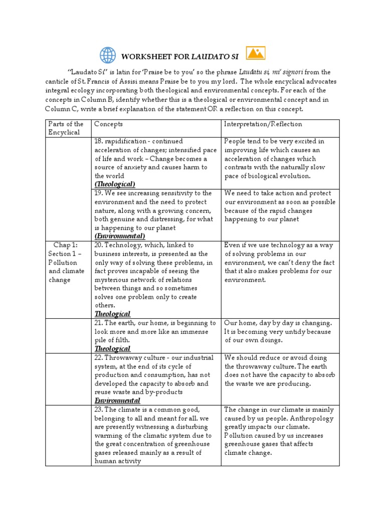Worksheet Envi and Theo Concepts | PDF | Climate Change | Environmental ...
