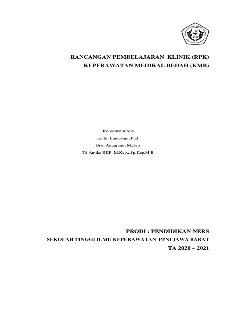 Rancangan Pembelajaran Klinik KMB 2021 Dustira | PDF