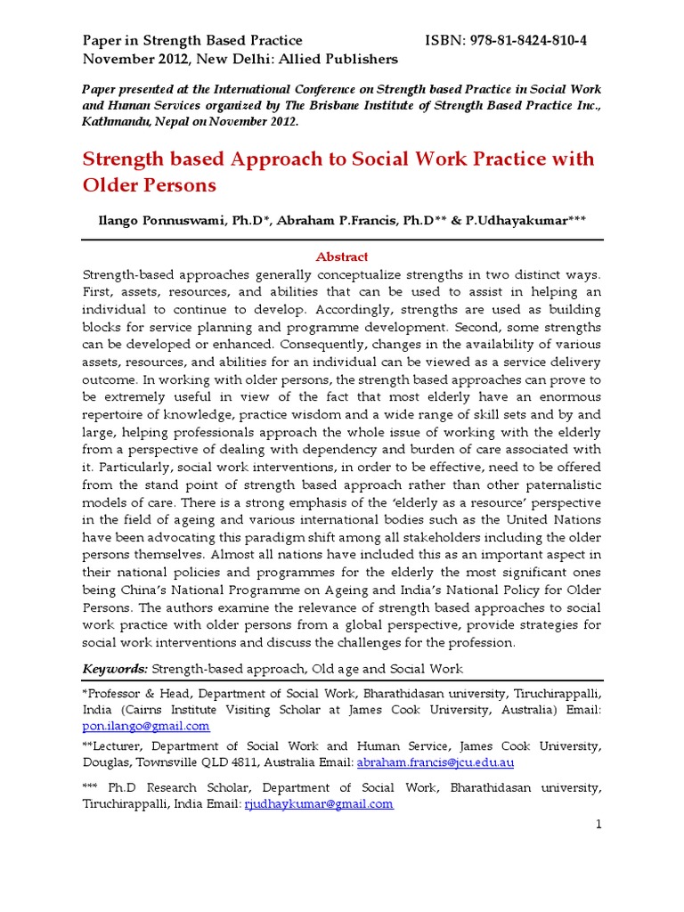 Strength Based Approach To Social Work P | PDF | Social Work | Empowerment