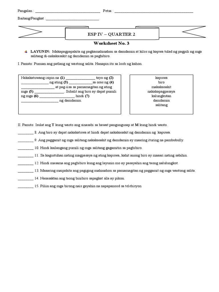 ESP Q2 Worksheet-No.3 | PDF