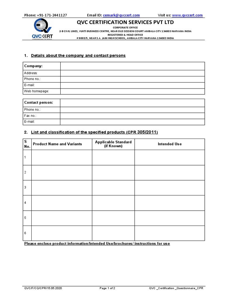 QVC Certification-Questionnaire CPR FINAL | PDF | Computing