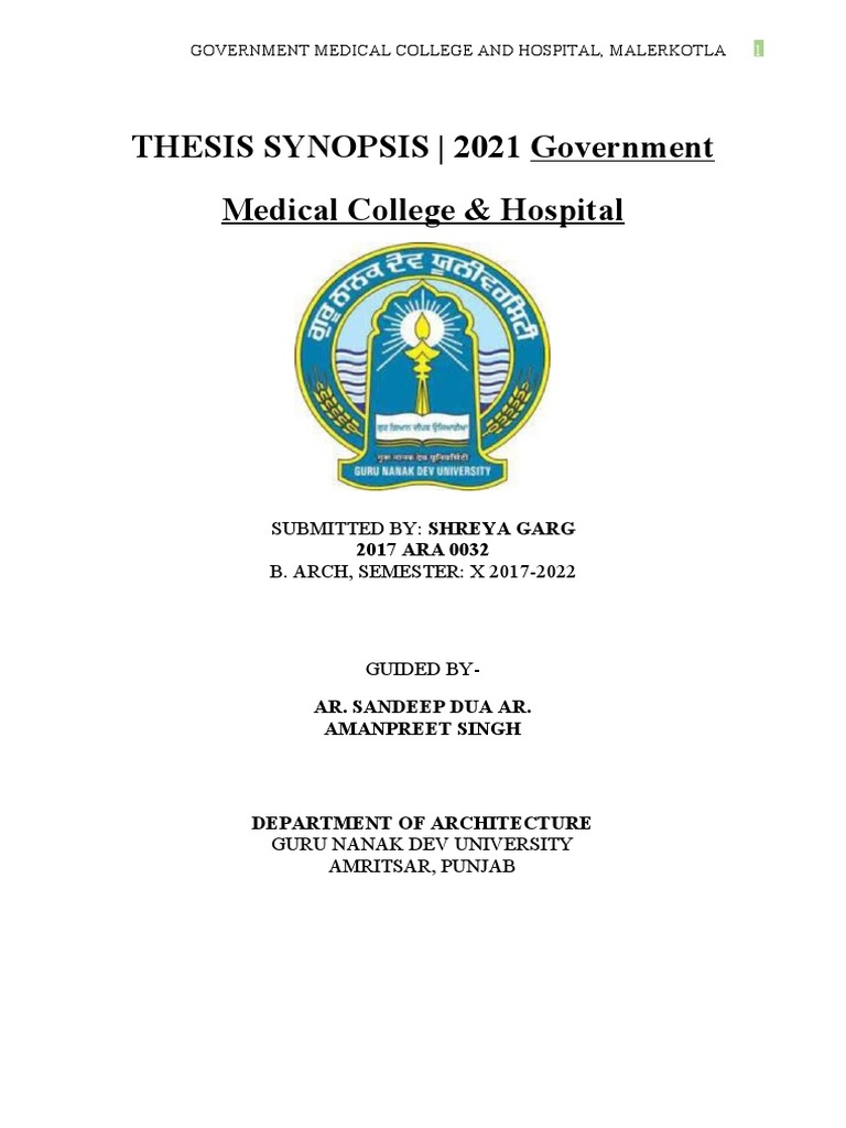 THESIS SYNOPSIS - 2021 Government Medical College & Hospital | PDF ...