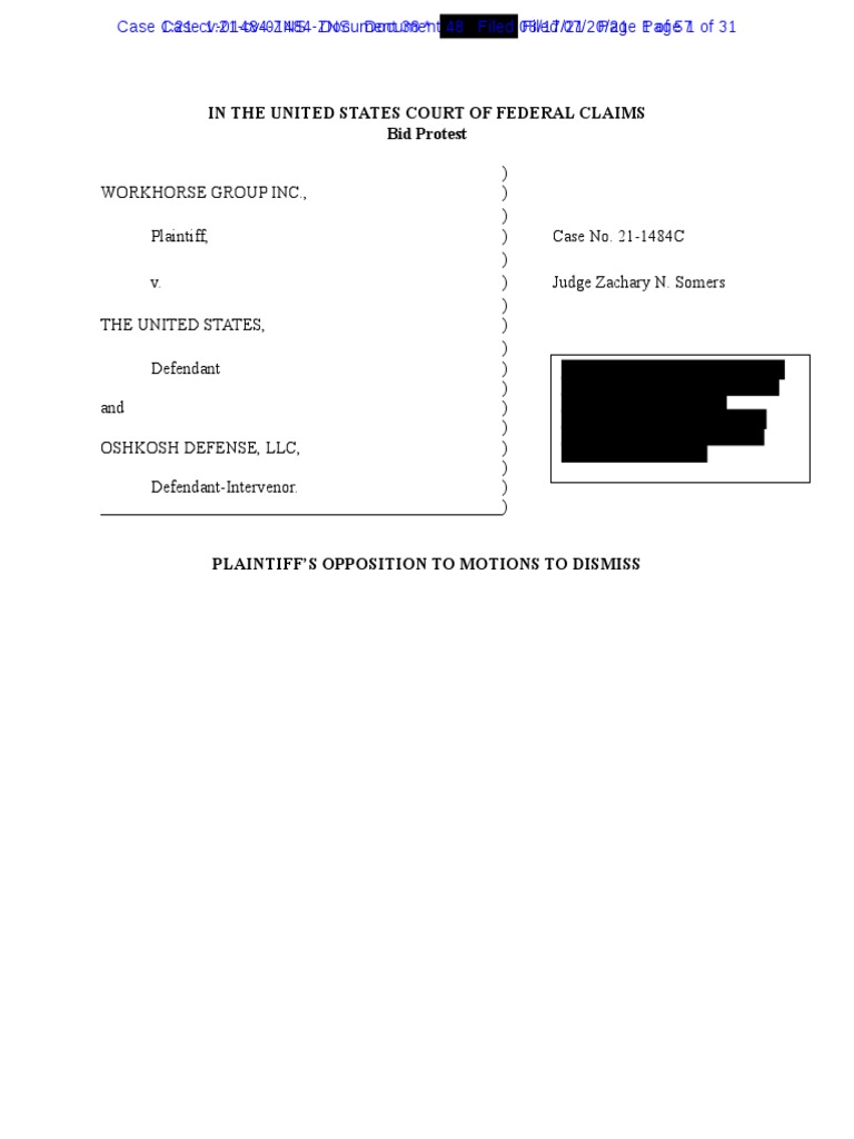 WKHS Vs United States (USPS Award Complaint) 1-21-Cv-0484-ZNS - Doc 44 ...