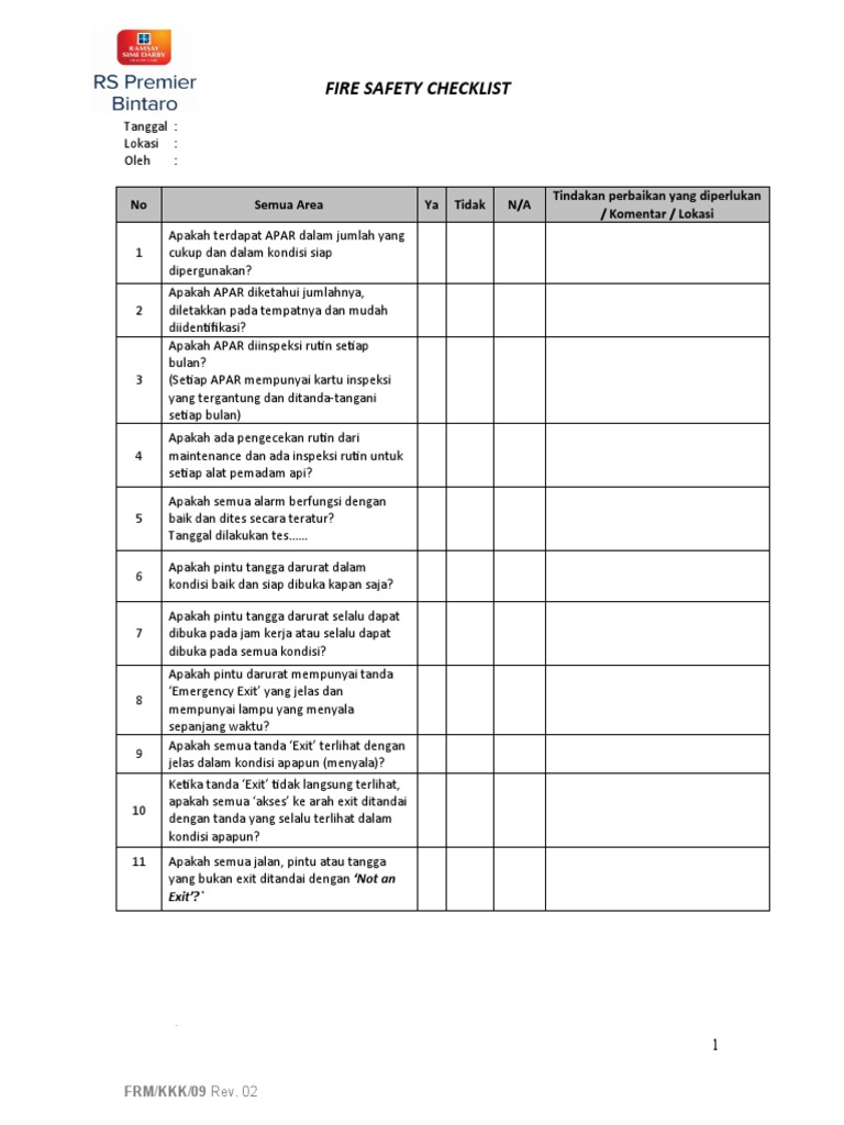 Fire Safety Checklist | PDF