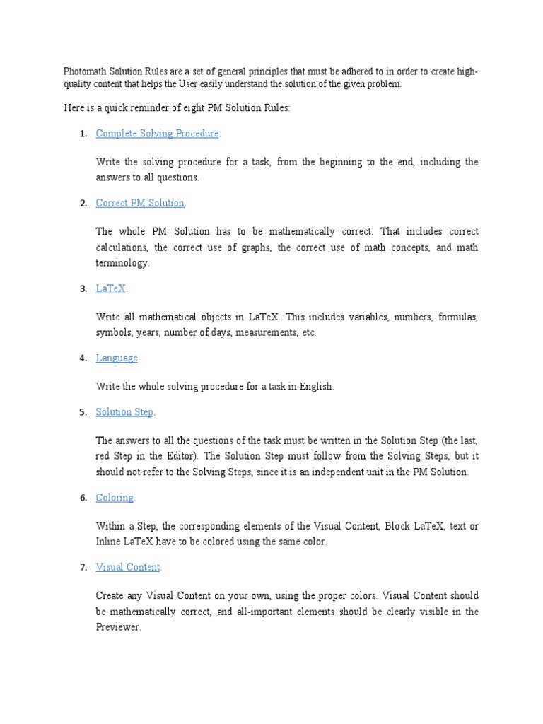 Photomath Solution Rules Overview | PDF | Mathematics | Equations