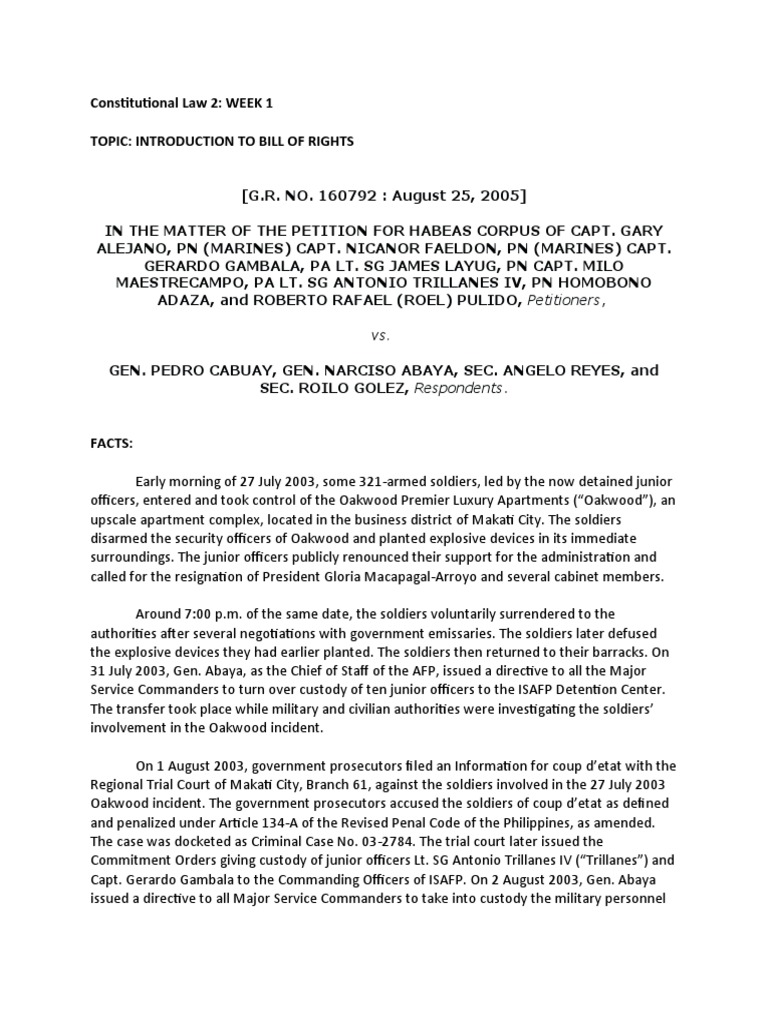 Constitutional Law 2: Introduction to Bill of Rights | PDF | Habeas ...
