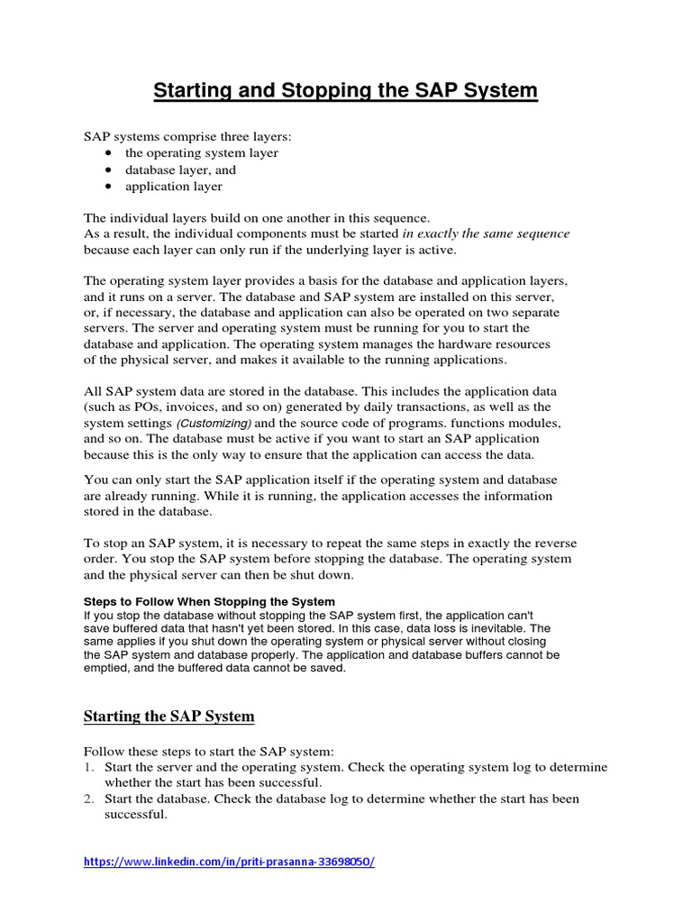 Starting and Stopping The SAP System | PDF | Databases | Command Line ...