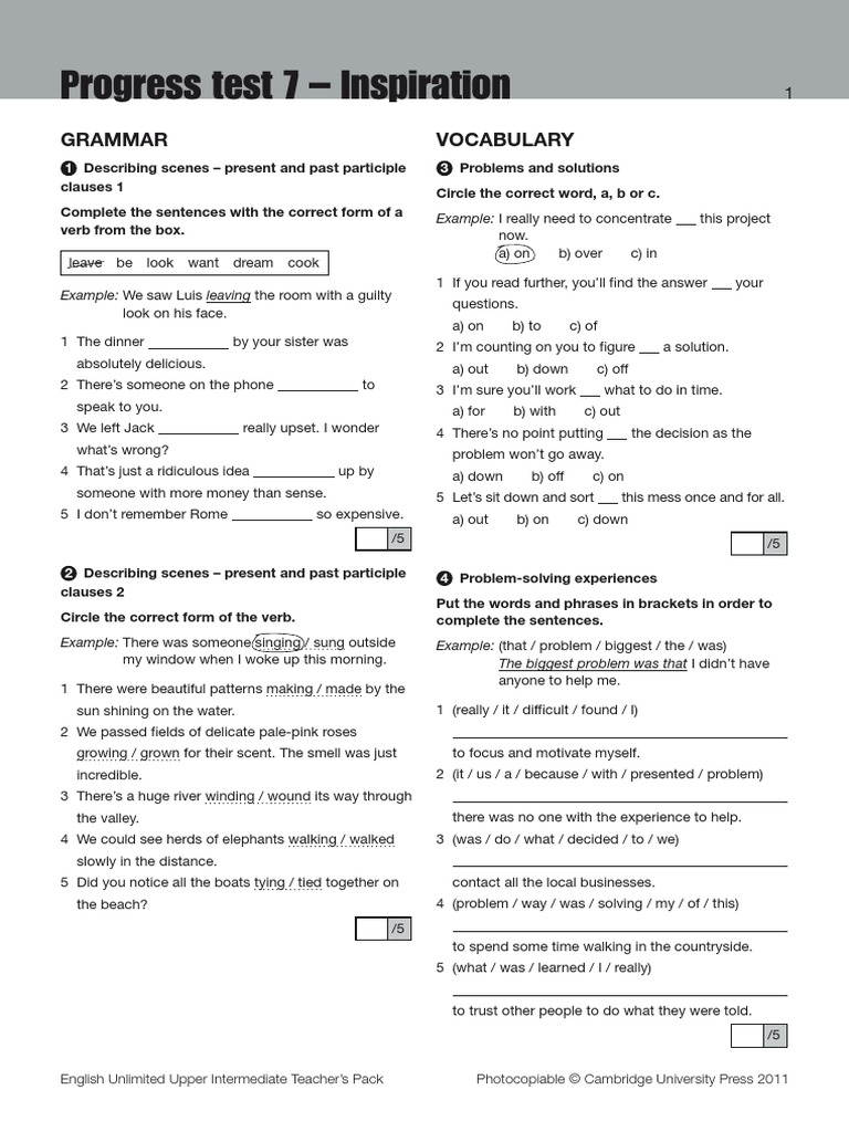 Progress Test 7 | PDF | Sentence (Linguistics)