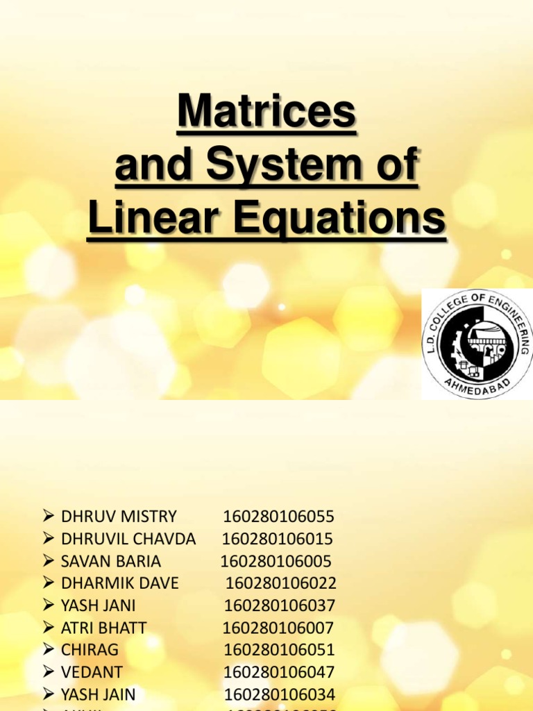 Matrices And System Of Linear Equations Pdf Matrix Mathematics Mathematics