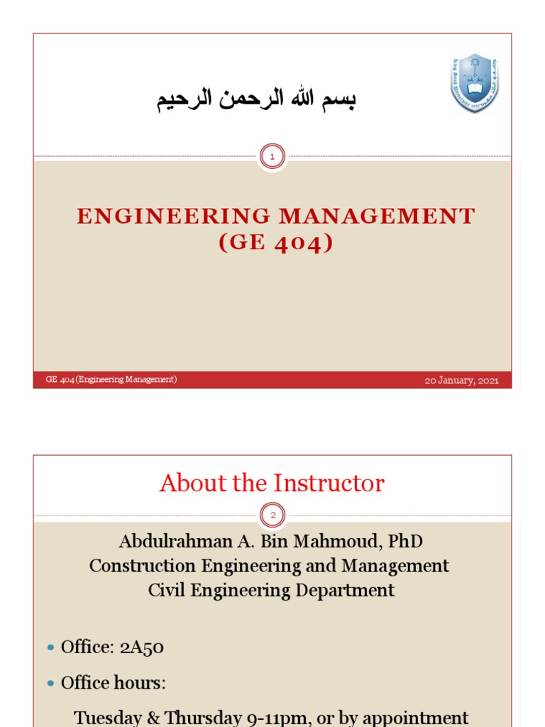 Engineering Management Course Overview | PDF | Project Management ...