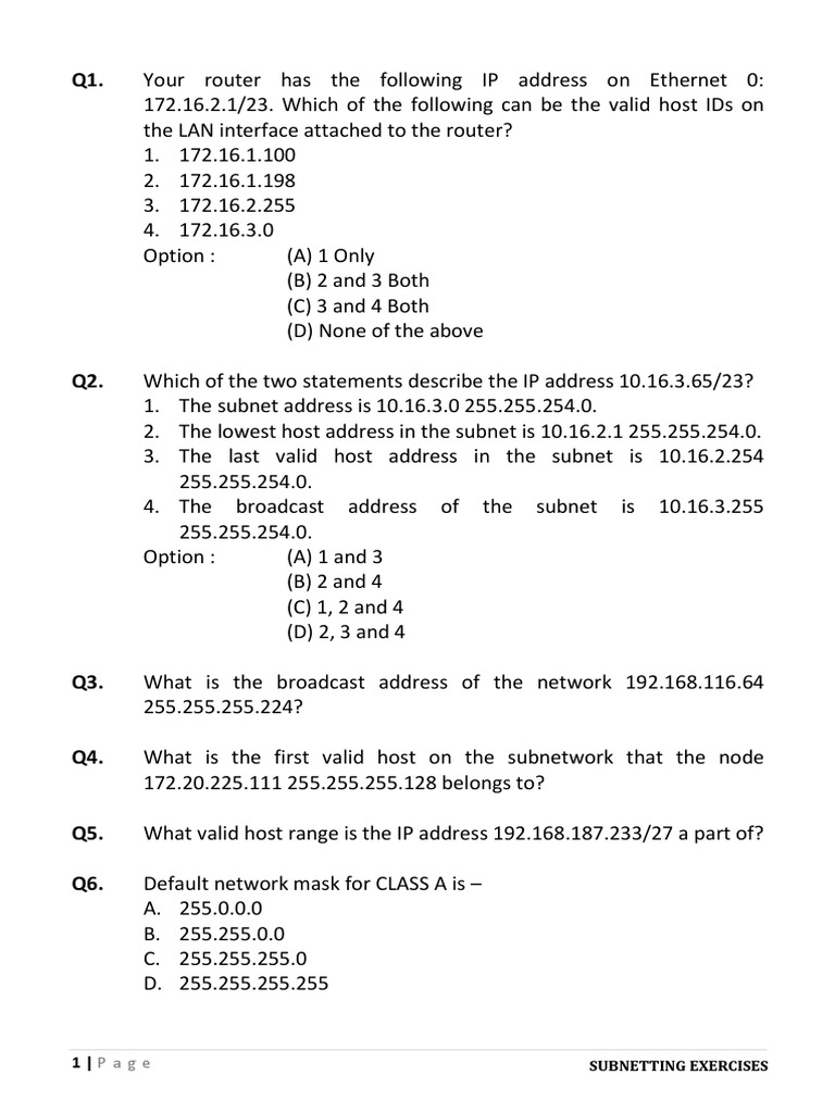 Subnetting 300+ Exercises | PDF | Ip Address | Internet Standards
