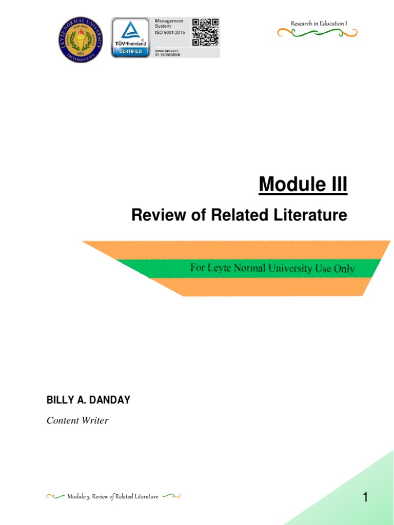 MODULE 3 - Review of Related Literature | PDF | Citation | Critical ...