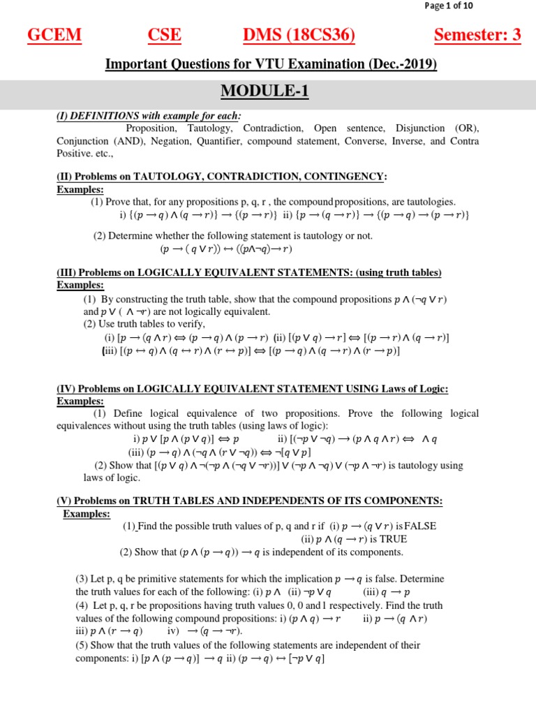 DMS - Imp Questions - VTU Exam | PDF | Vertex (Graph Theory) | Theoretical Computer Science