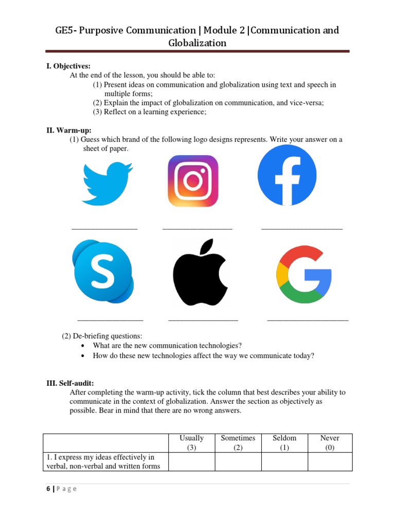 Module 2 Communication and Globalization | PDF | Communication | Globalization