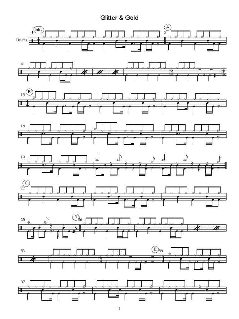 Glitter & Gold Drum Score | PDF | Teaching Methods & Materials