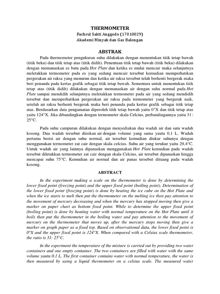 Percobaan 3 Thermometer | PDF | Sains & Matematika