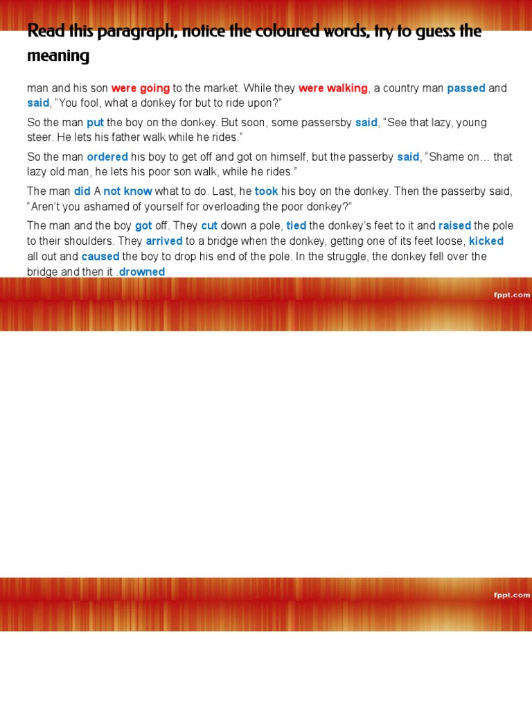 Read This Paragraph, Notice The Coloured Words, Try To Guess The ...