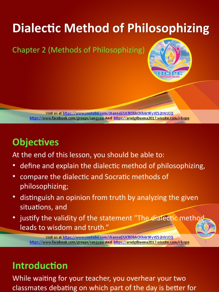 Intro To The Philosophy of The Human Person - CH 2-2 Dialectic Method ...