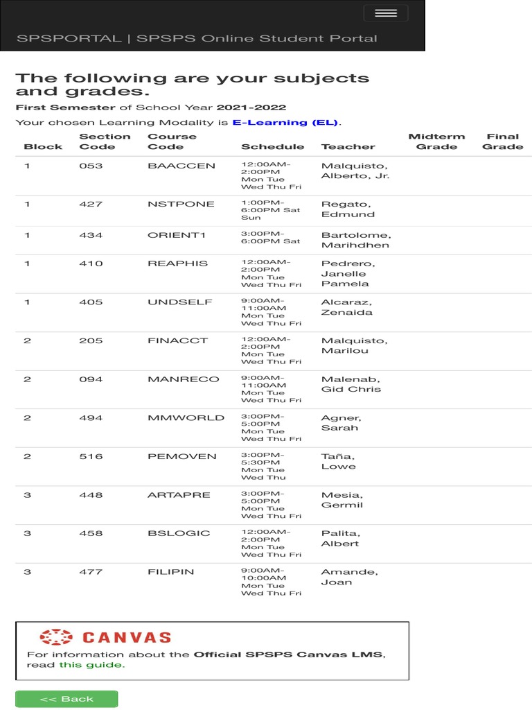 SPSPS Online Student Portal Guide | PDF | Behavior Modification ...