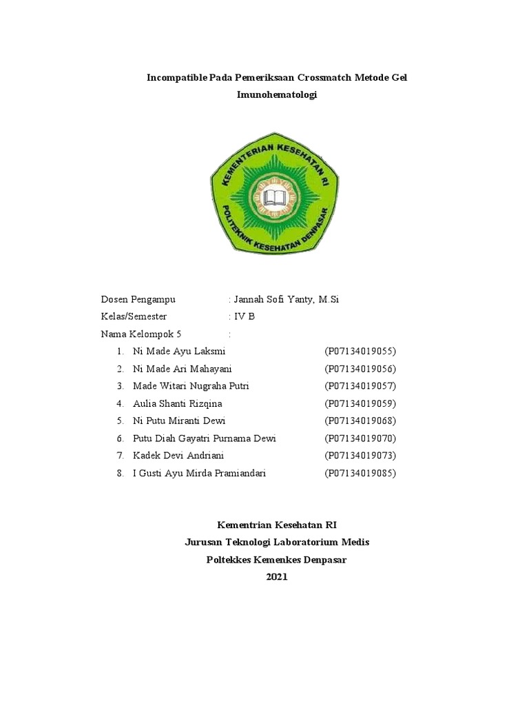 Incompatible Pada Pemeriksaan Crossmatch Metode Gel | PDF