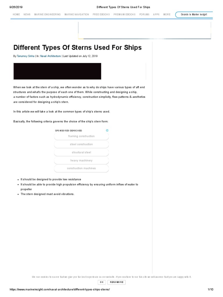 Different Types of Sterns Used For Ships | PDF | Stern | Shipping