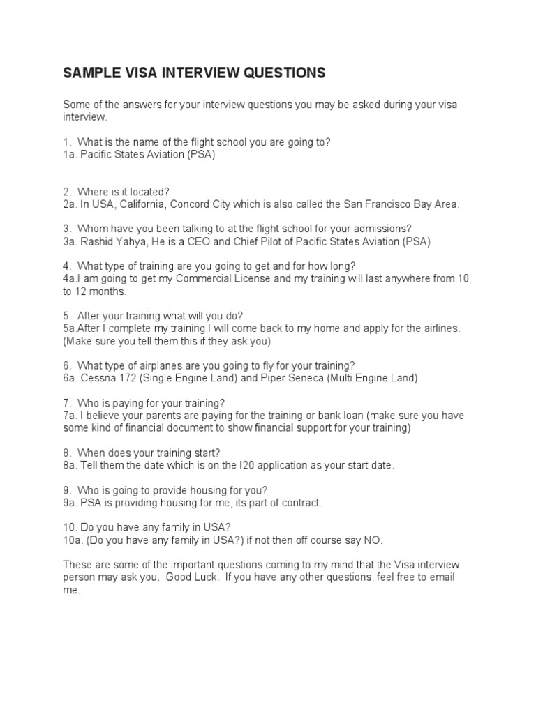 Essential Visa Interview Questions Guide | PDF | Visa Inc.