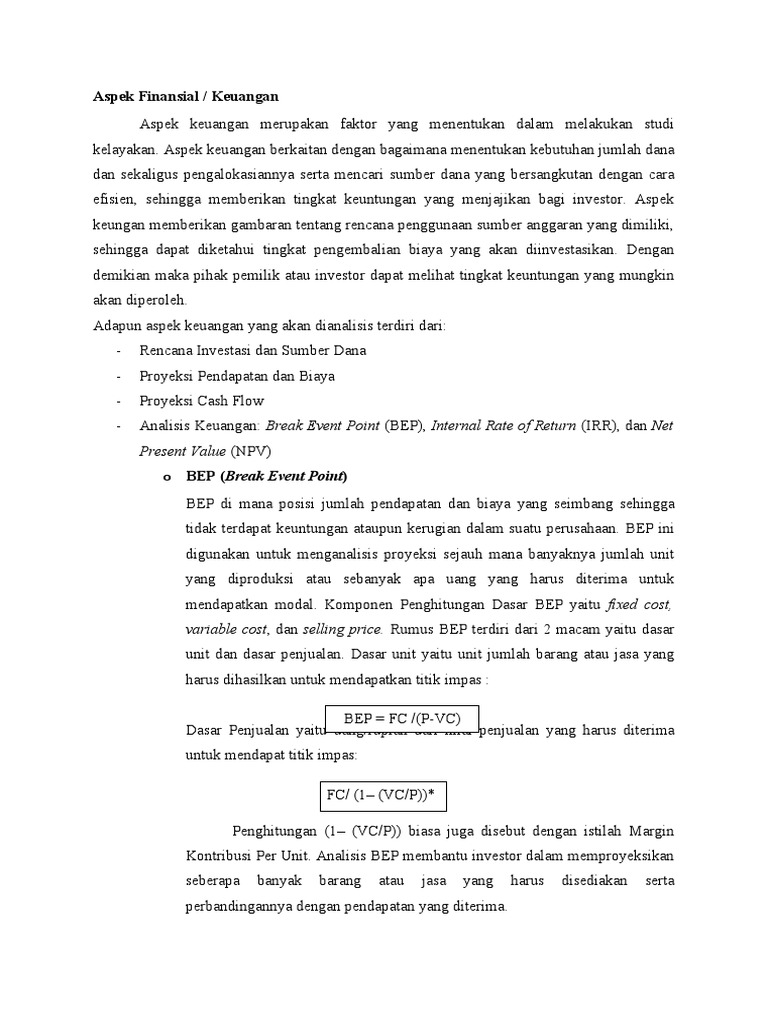 Aspek Keuangan | PDF