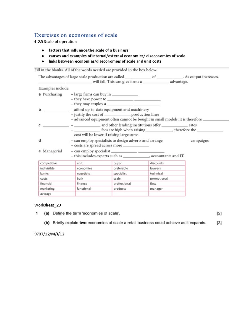 Exercises On Economies of Scale | PDF