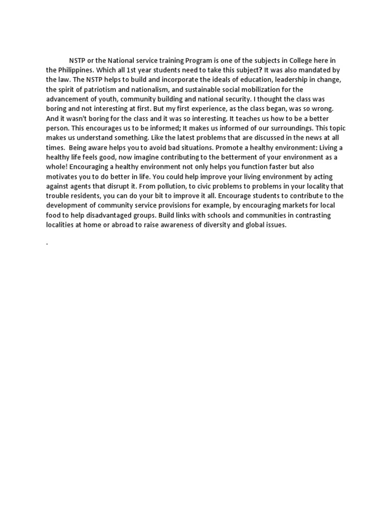 NSTP Reflection Module 1 | PDF