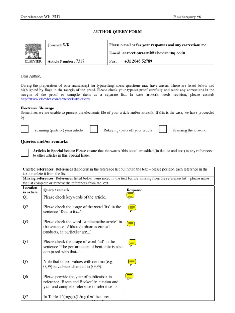 Author Query Form: Queries And/or Remarks | PDF | Computing