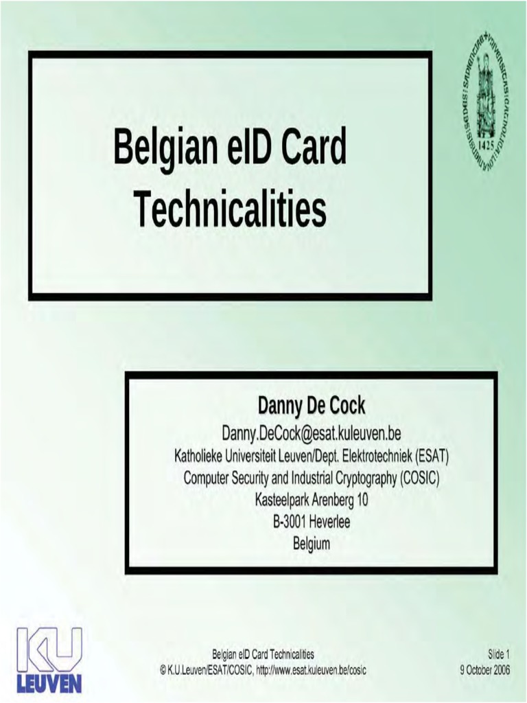 Belgian eID Card Technicalities | PDF | Computing | Cryptography