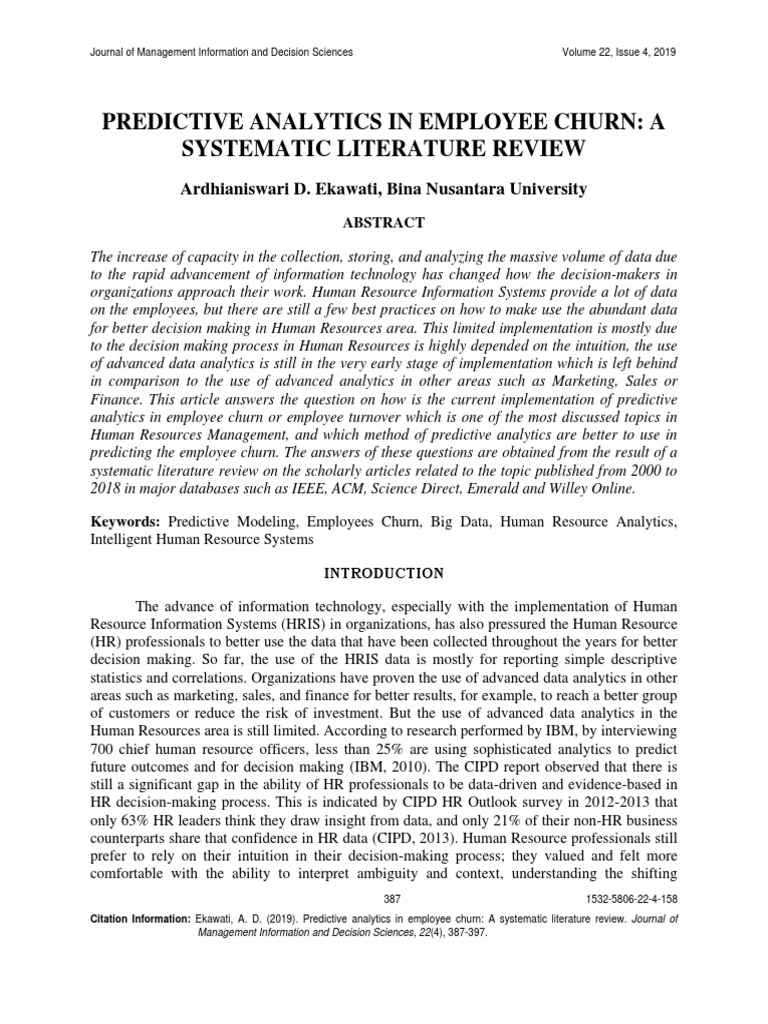 Predictive Analytics in Employee Churn A Systematic Literature Review | PDF | Analytics ...