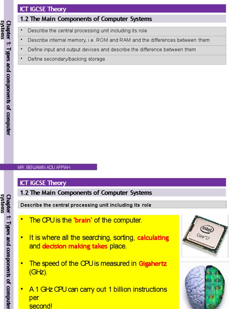 ICT IGCSE Components Guide | PDF | Computer Data Storage | Random Access Memory