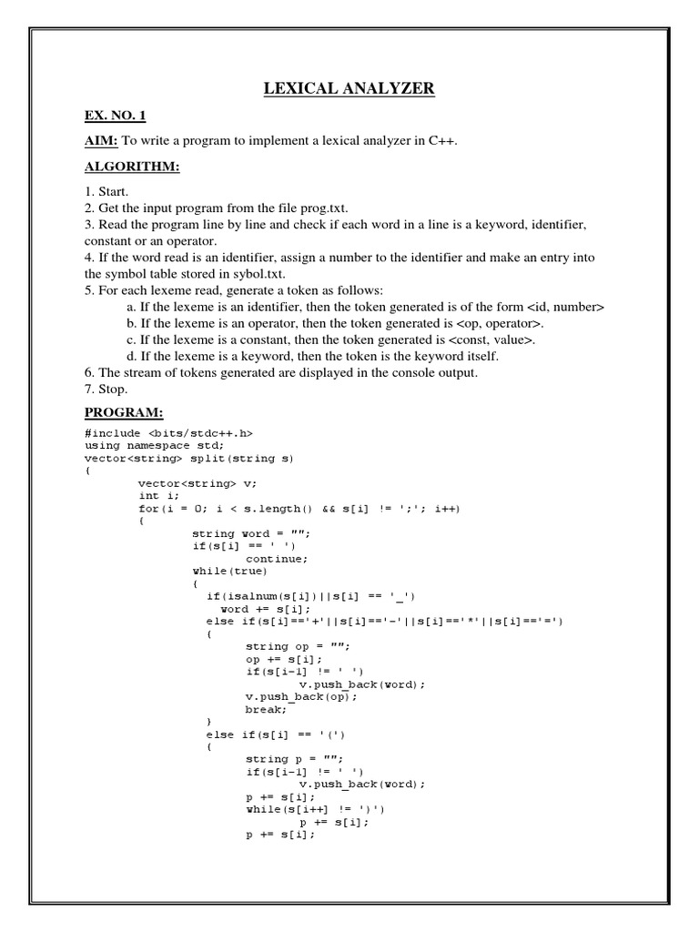 Compiler Design Final Record | PDF | Syntax (Logic) | Formalism (Deductive)